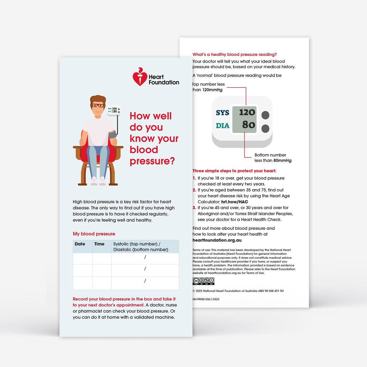 Know your blood pressure card – National Heart Foundation of Australia